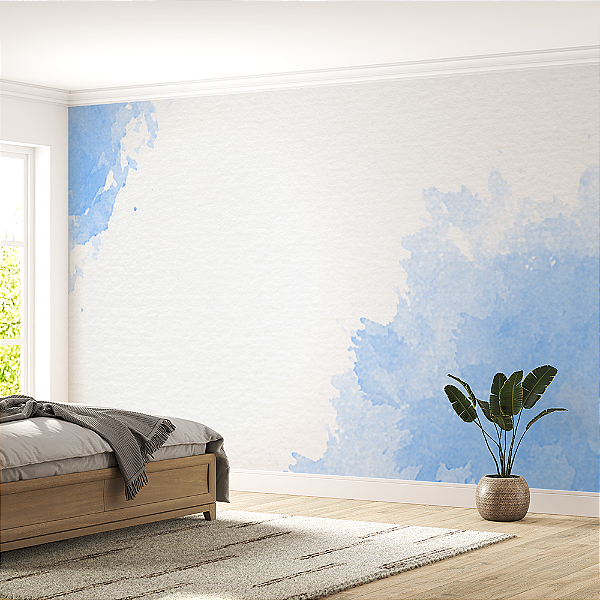 Papel de Parede Aquarela Azul - Alô Papers