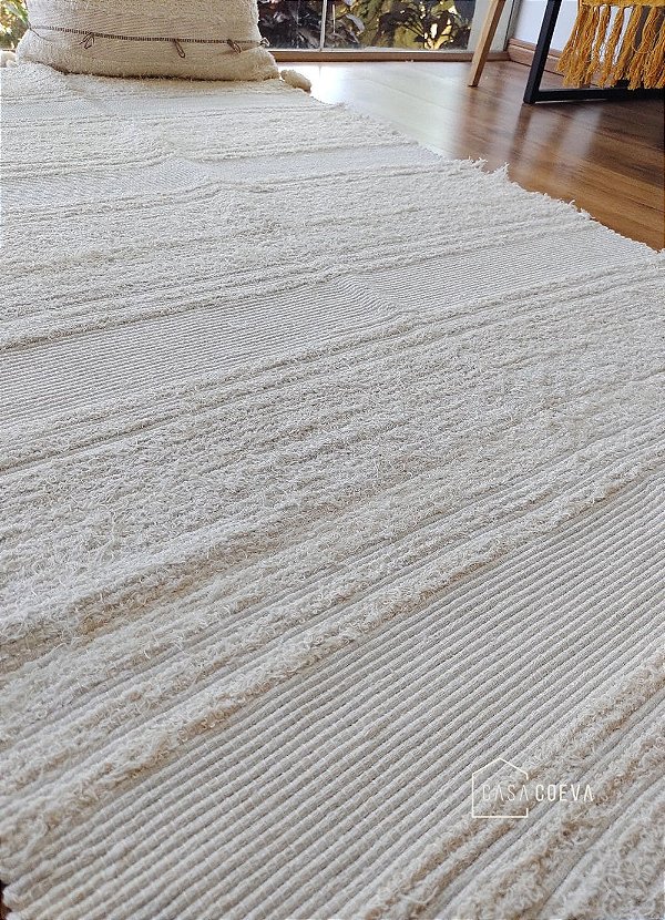 Tapete Peludo Algodão Sala Quarto Lines Max Cru 80 X 150 - Casa Coeva ...
