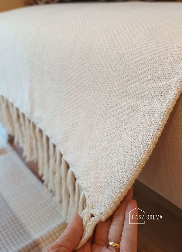 Manta Decorativa Tear Artesanal Prisma Branco Cru 120 x 180 - Casa ...
