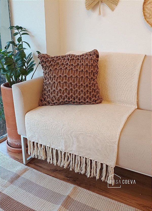 Manta Decorativa Tear Artesanal Prisma Branco Cru 120 x 180 - Casa ...