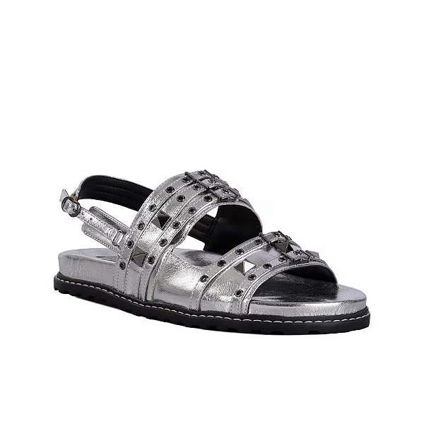 Sandália Feminina Papete Spikes Fivela Luiza Barcelos Chumbo BW ...
