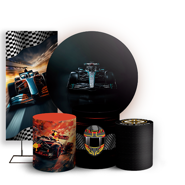 KIT Redondo Trio e Faixa - Formula 1 - Sublimado 3D - Sublitex painéis