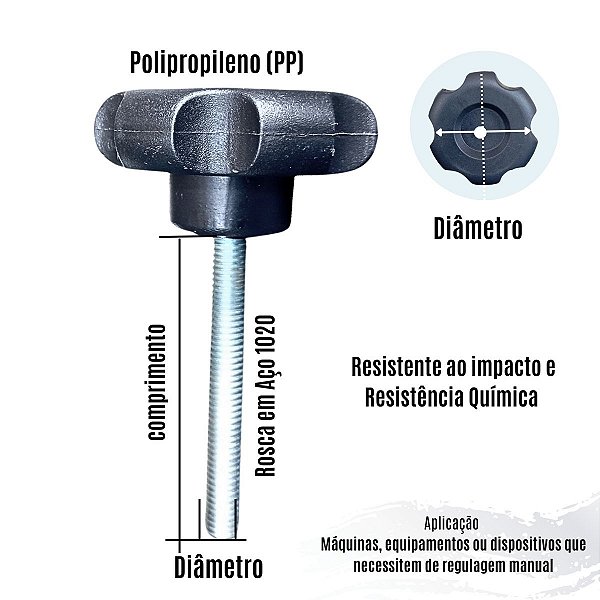 Manípulo Macho Margarida Plástico Polipropileno 35 45 e 62mm ...