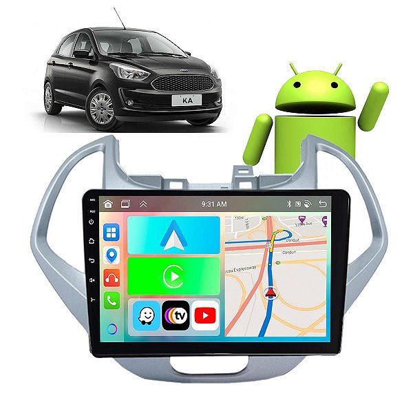 Kit Multimídia Android Ford Ka 2018-2021 9" CarPlay Android Auto - Ecarshop