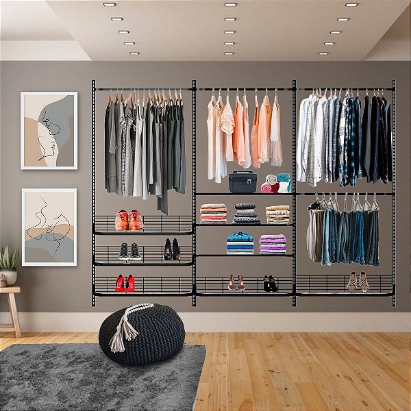 Guarda Roupa Closet Aramado Aberto Armário Modulado Roupeiro 2,80 ...