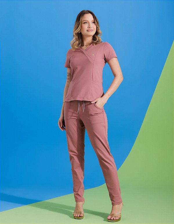 Scrub Feminino Moove Rosa Fumê - Dra. Charm