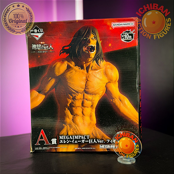 EREN YEAGER TITÃN ATTACK ON TITAN MEGA IMPACT ICHIBAN KUJI LETRA A BANDAI 100% ORIGINAL LACRADO ...