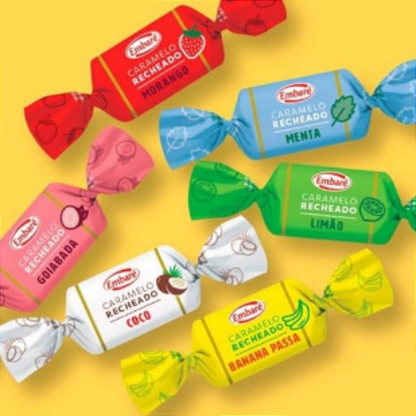Bala Caramelo Recheado Sortido Embaré - 600g - Santa Cruz Doces ...