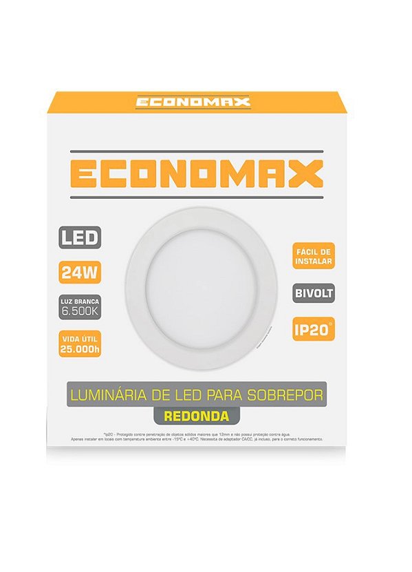 Luminaria Led Economax Sobrepor Redonda 24W Biv (Luz Bco) - Tocco ...