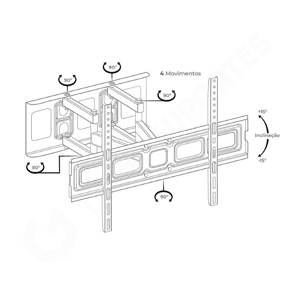 Suporte TV Tri Articulado 37 à 80 Polegadas - AQUÁRIO SAV-4600 - ABC ...