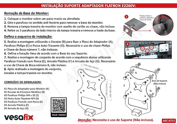 Adaptador Vesa Monitor LG FLATRON E2260V Sem Furação Vesa - ABC ...