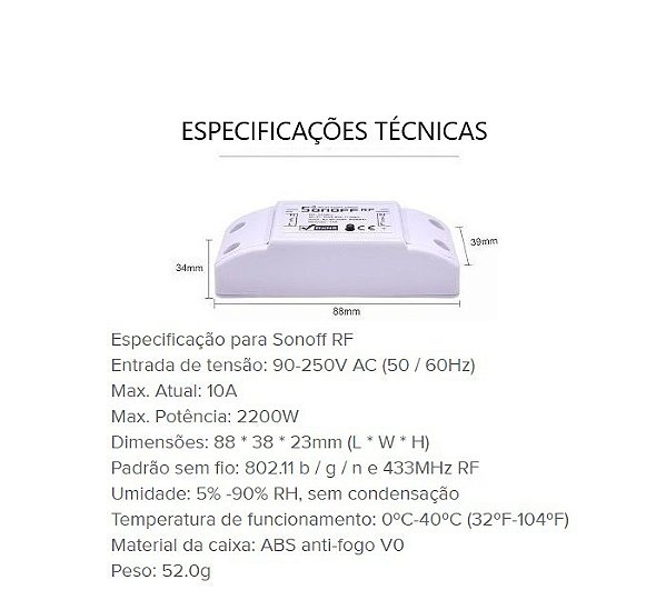 Sonoff Basic RF R2 + Controle RF433 Automação Google Home Alexa ...
