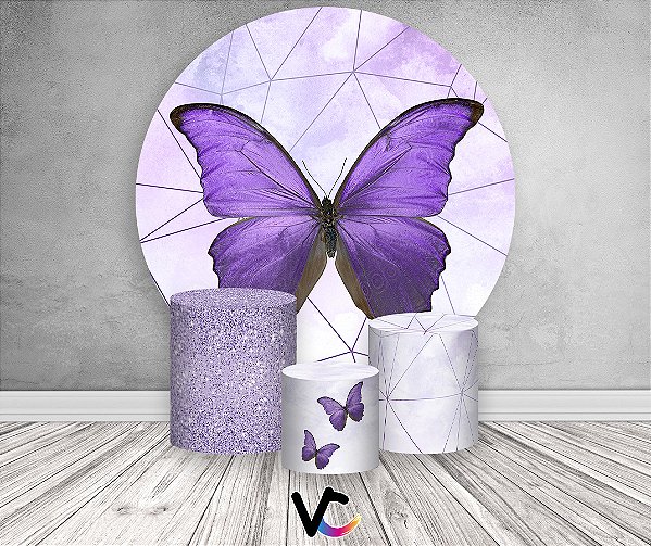 Painel De Festa Redondo 1,50 x 1,50 + Trio De Capas Cilindro ...