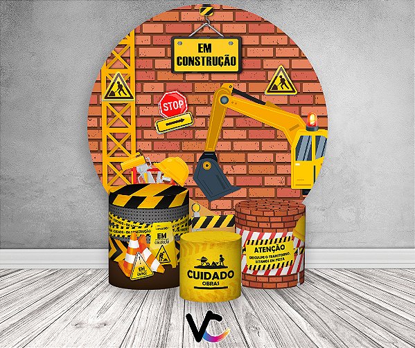 Painel De Festa Redondo 1,50 x 1,50 + Trio De Capas Cilindro ...