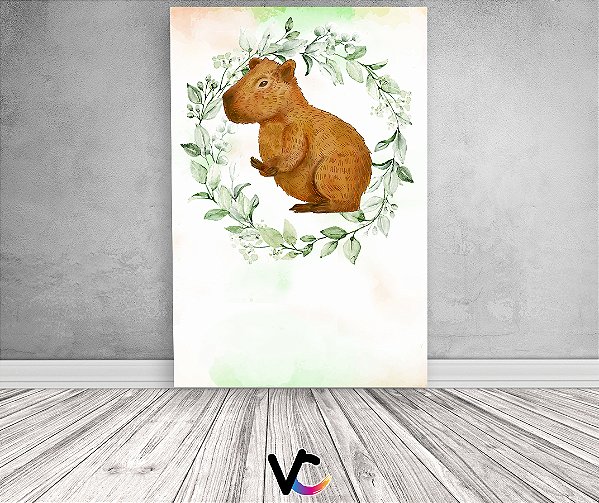 Painel De Festa Vertical 1,50 x 2,20 - Safari Capivara Frame Folhagens ...