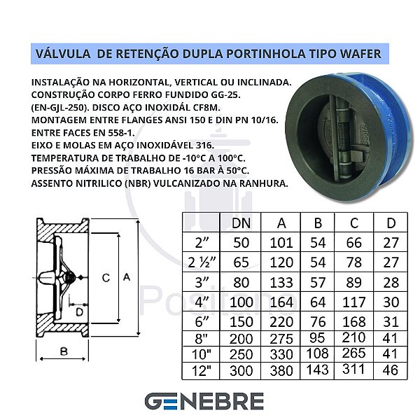 Válvula de Retenção Dupla Portinhola 2" Polegadas - Ref 2401 GENEBRE ...