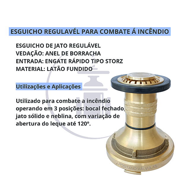 Esguicho Regulável em Latão para Linha de Combate Incêndio. - Aços ...