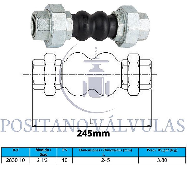 Junta de Expansão Rosqueada Dupla Onda Ref 2830 GENEBRE - Aços Positano ...