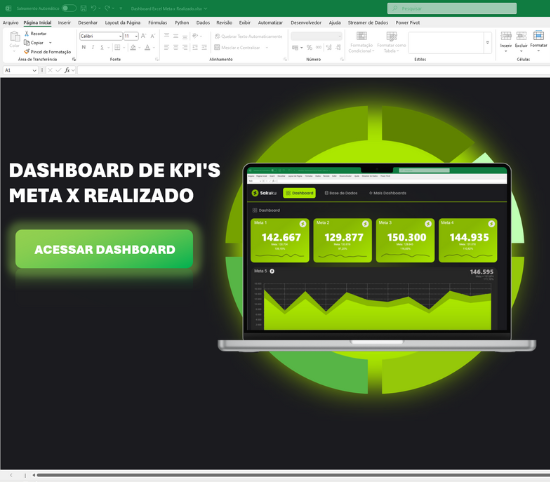 Planilha + Dashboard para KPI's Meta x Realizado - Planicont