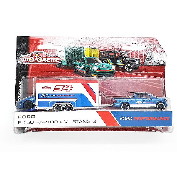 Majorette Race Trailer Ford F-150 Raptor + Mustang GT - Ford Permonce ...