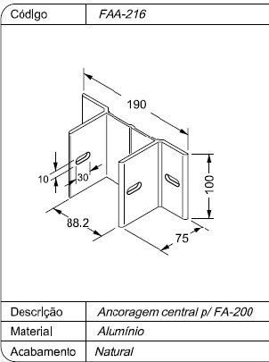 FAA-216-ancoragem central para coluna FA-200 fachada atlanta - ALLUWEB SHOPPING DO ALUMINIO