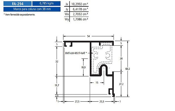 FA-294 4.71 KG POR BARRA 6,00 FACHADA ATLANTA ESQUADRIA DE ALUMINIO - ALLUWEB SHOPPING DO ALUMINIO