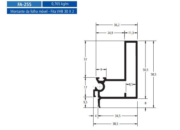 FA-255 4.59 KG POR BARRA 6,00 ML FACHADA ATLANTA ESQUADRIA DE ALUMINIO - ALLUWEB SHOPPING DO ...