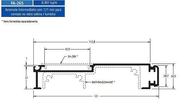 FA-265 5.40 KG POR BARRA 6,00 FACHADA ATLANTA ESQUADRIA DE ALUMINIO - ALLUWEB SHOPPING DO ALUMINIO
