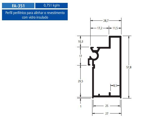 FA-351 4.50 KG POR BARRA 6,00 FACHADA ATLANTA ESQUADRIA DE ALUMINIO - ALLUWEB SHOPPING DO ALUMINIO