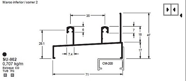 SU-002(ALS-002)-4,25 KG BARRA 6,00 ML LS - ALLUWEB SHOPPING DO ALUMINIO