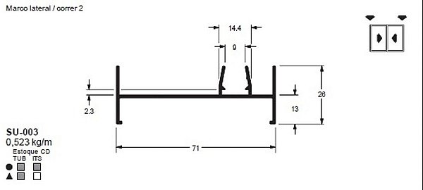 SU-003(ALS-003) 3,23 KG BARRA 6,00 ML LS - ALLUWEB SHOPPING DO ALUMINIO