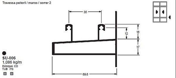 SU-006(ALS-006) 6,51 KG BARRA 6,00 ML LS - ALLUWEB SHOPPING DO ALUMINIO