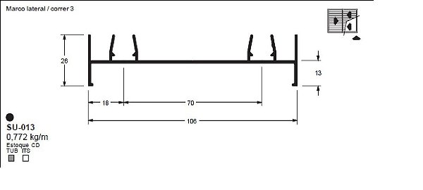 SU-013(ALS-013) 4,64 KG BARRA 6,00 ML LS - ALLUWEB SHOPPING DO ALUMINIO