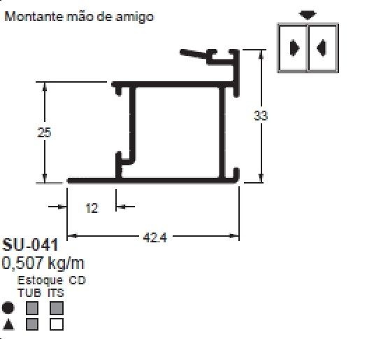SU-041(ALS-041) 3,04 KG BARRA 6,00 ML LS - ALLUWEB SHOPPING DO ALUMINIO