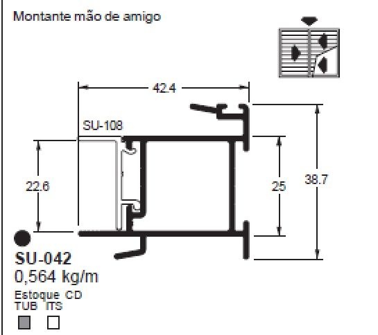 SU-042(ALS-042) 3,38 KG BARRA 6,00 ML LS - ALLUWEB SHOPPING DO ALUMINIO