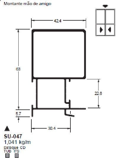 SU-047(ALS-047) 4,78 KG BARRA 6,00 ML LS - ALLUWEB SHOPPING DO ALUMINIO