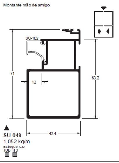 SU-049(ALS-049) 6,31 KG BARRA 6,00 ML LS - ALLUWEB SHOPPING DO ALUMINIO