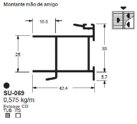 SU-069(ALS-069) 3,45 KG BARRA 6,00 ML LS - ALLUWEB SHOPPING DO ALUMINIO
