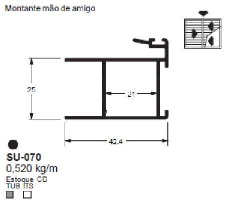 SU-070(ALS-070) 3,12 KG BARRA 6,00 ML LS. - ALLUWEB SHOPPING DO ALUMINIO