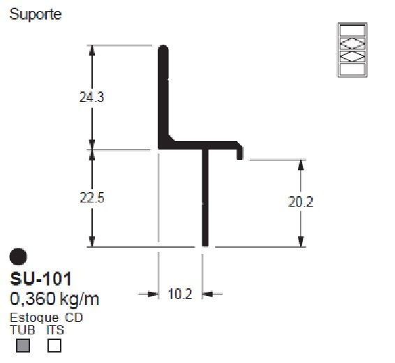 SU-101(ALS-101) 2,16 KG BARRA 6,00 ML LS - ALLUWEB SHOPPING DO ALUMINIO