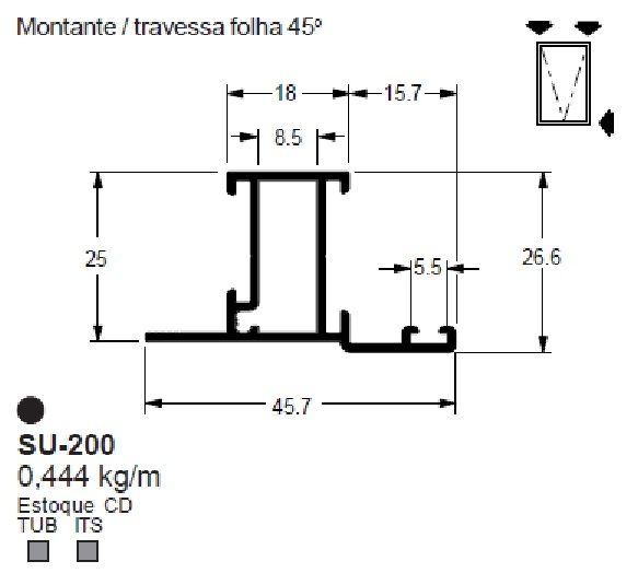SU-200(ALS-200) 2,66 KG BARRA 6,00 ML LS - ALLUWEB SHOPPING DO ALUMINIO
