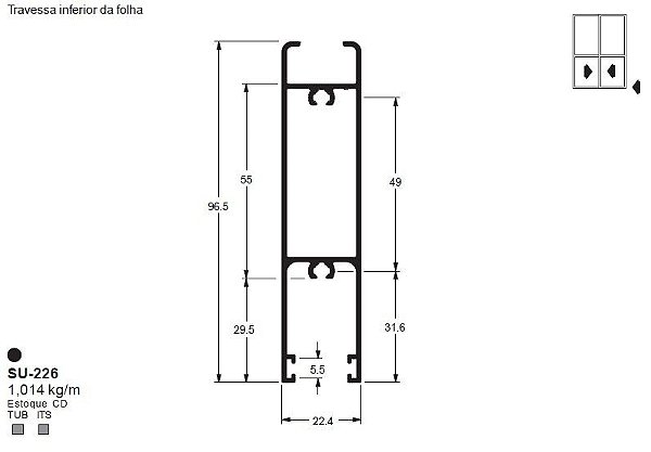 SU-226(ALS-226) 6,08 KG BARRA 6,00 ML LS - ALLUWEB SHOPPING DO ALUMINIO
