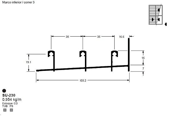 SU-230(ALS-230) 5,72 KG BARRA 6,00 ML LS - ALLUWEB SHOPPING DO ALUMINIO