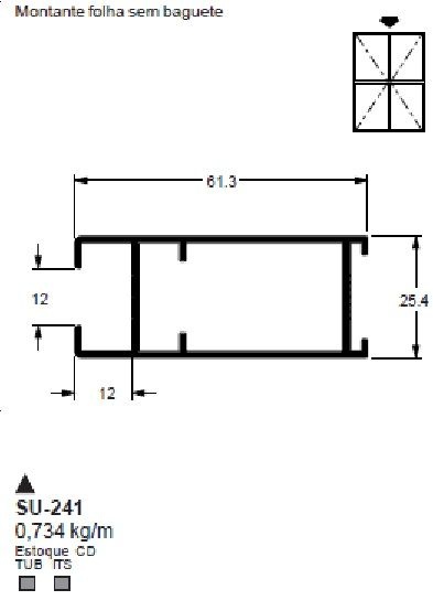 SU-241(ALS-241) 4,40 KG BARRA 6,00 ML LS - ALLUWEB SHOPPING DO ALUMINIO