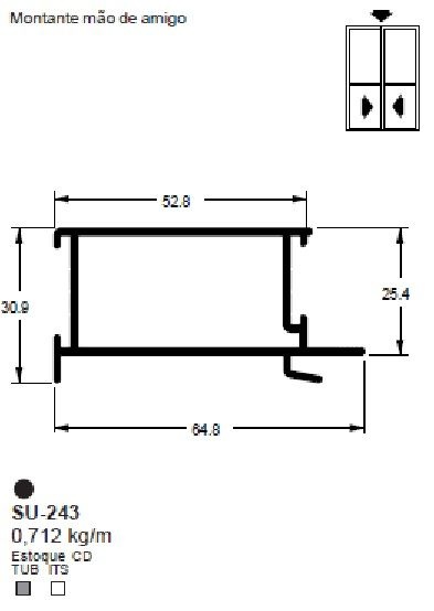 SU-243(ALS-243) 4,27 KG BARRA 6,00 ML LS - ALLUWEB SHOPPING DO ALUMINIO