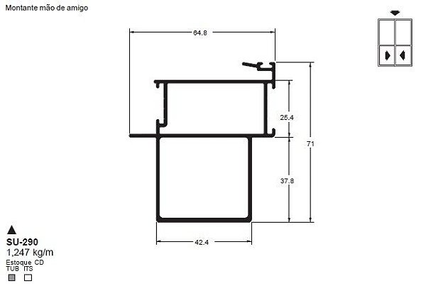 SU-290 (ALS-290) 7,48 KG BARRA 6,00 ML LS - ALLUWEB SHOPPING DO ALUMINIO