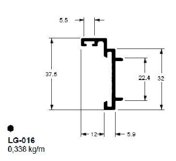 LG-016 (32-016) 2,02 KG BARRA 6,00 ML LG - ALLUWEB SHOPPING DO ALUMINIO