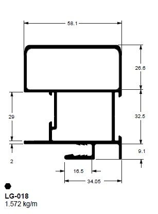LG-018 (32-018) 9,44 KG BARRA 6,00 ML LG - ALLUWEB SHOPPING DO ALUMINIO