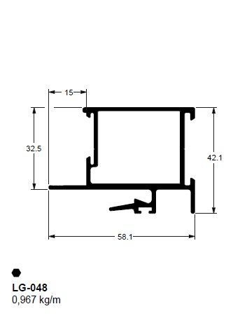 LG-048 (32-048) 5,80 KG BARRA 6,00 ML LG - ALLUWEB SHOPPING DO ALUMINIO