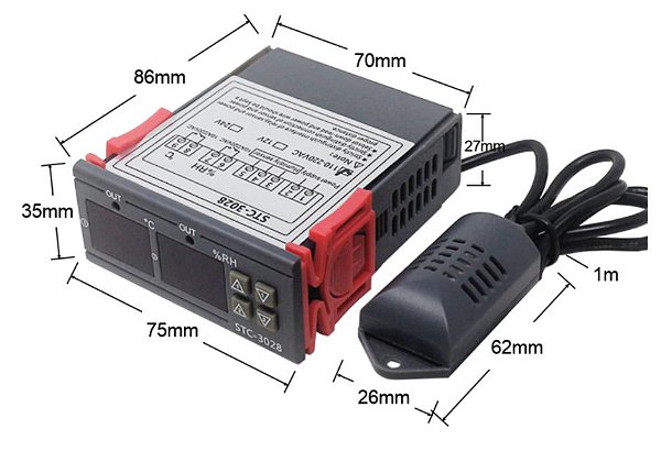 Controlador de temperatura e umidade d STC-3028 - LS Resistências